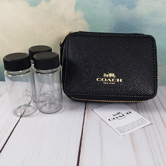 Coach | Bags | Coach Triple Pill Box Black Leather | Poshmark